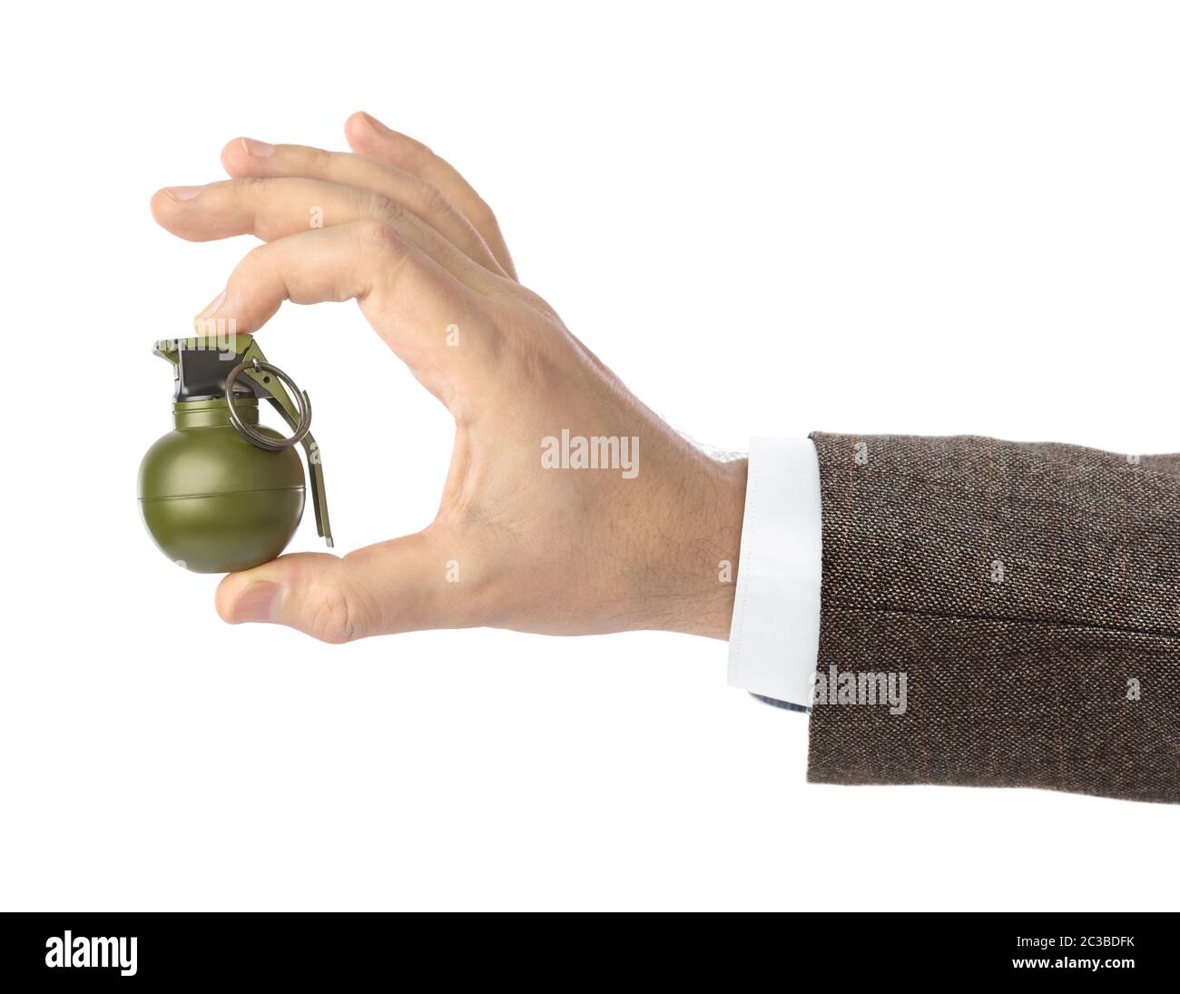 Hand with small grenade Stock Photo - Alamy