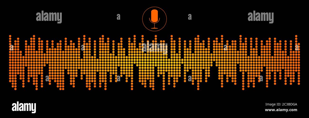 Voice Recognition with a microphone and orange sound waves â ...