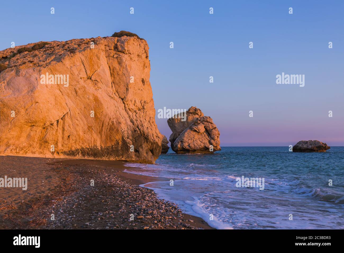 Aphrodite rock at sunset - Paphos Cyprus Stock Photo - Alamy