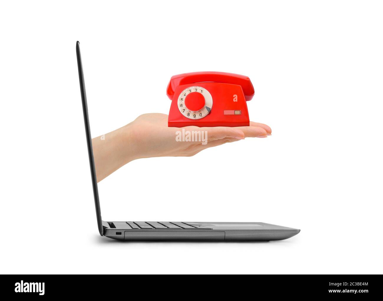 Hand with telephone and notebook Stock Photo - Alamy