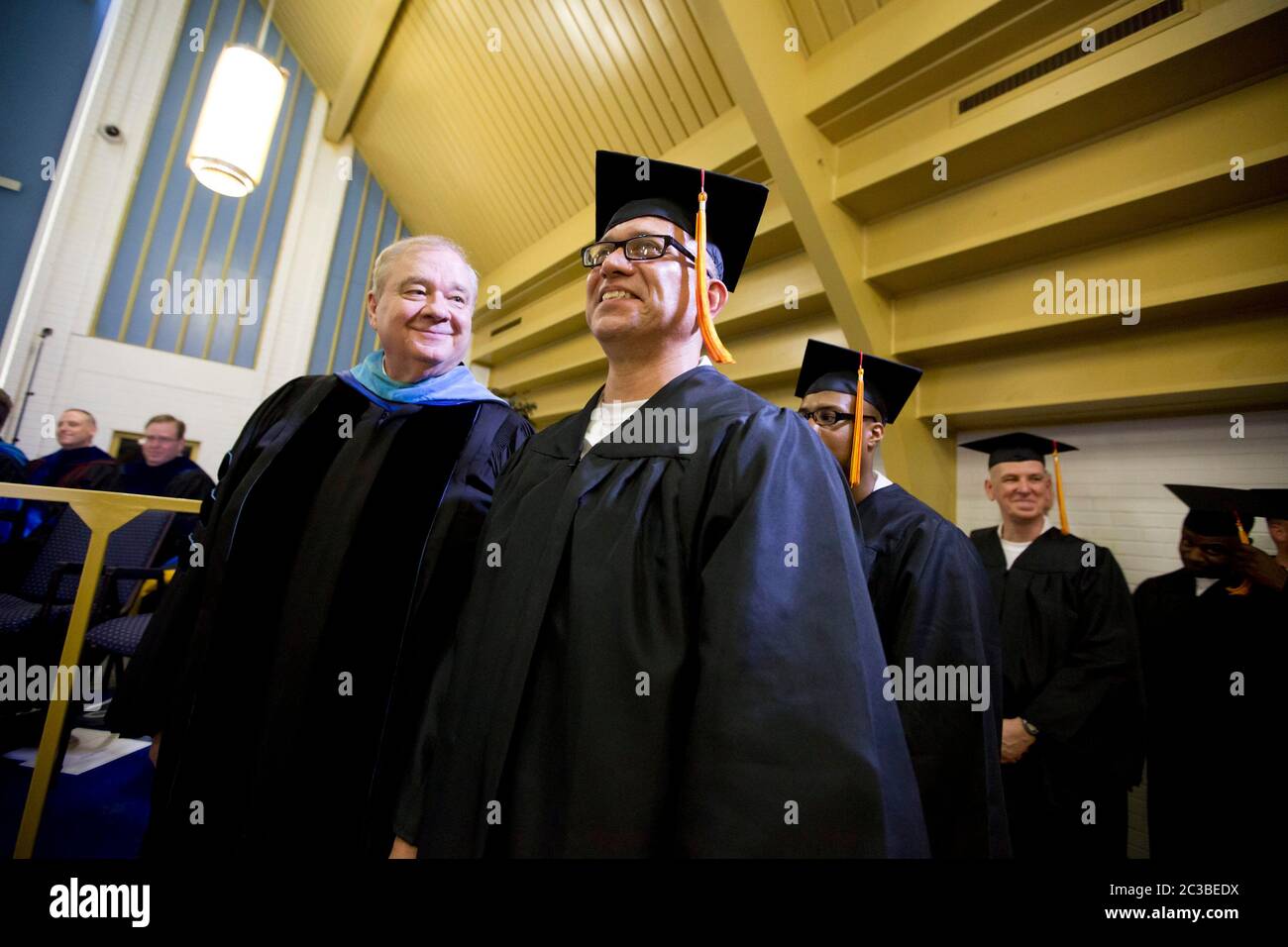 Rosharon Texas USA, May 9, 2015: Graduation ceremony for inmates at the ...