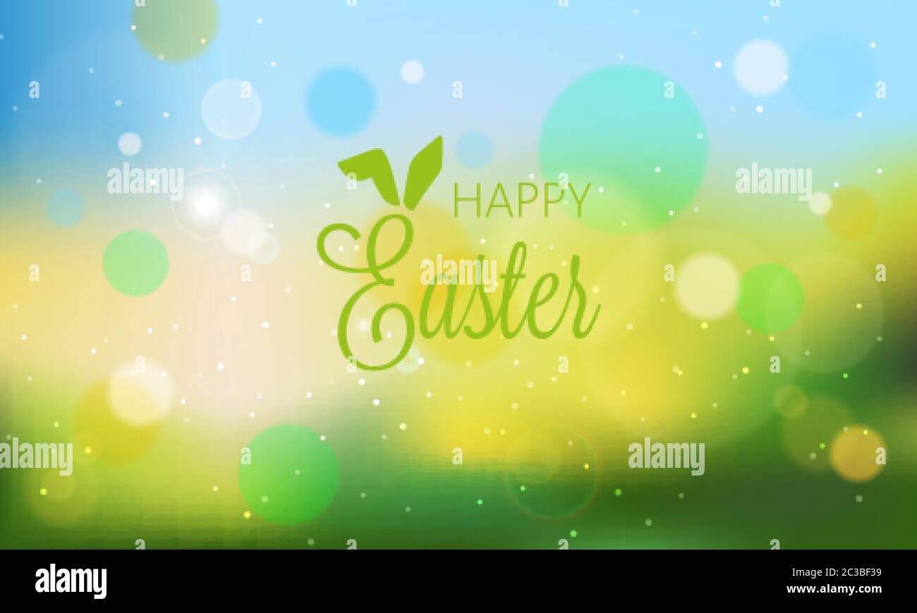 Happy easter abstract banner with blurry background and bokeh style ...