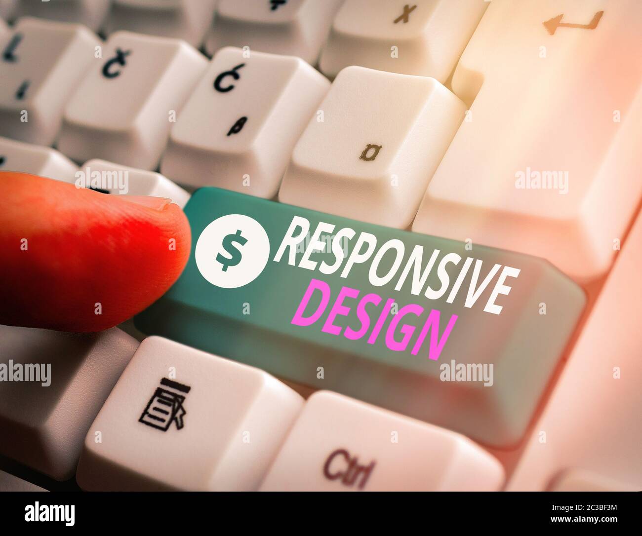 Conceptual hand writing showing Responsive Design. Concept meaning approach to page creation ...