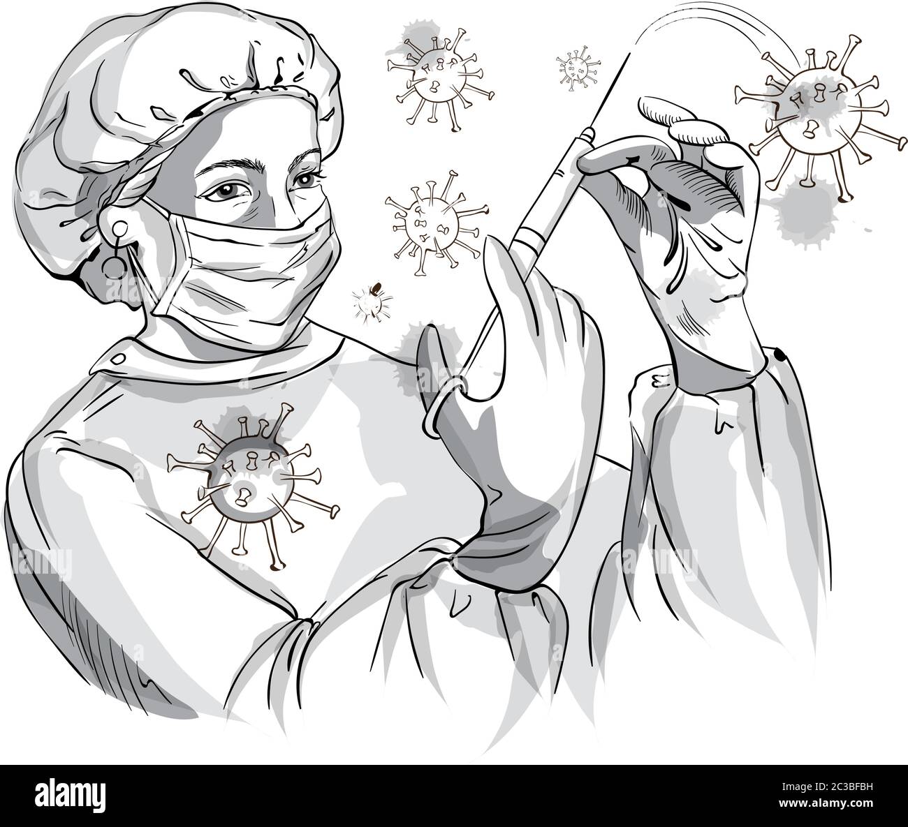 Nurse wearing protection equipment while fighting Corona virus with a ...