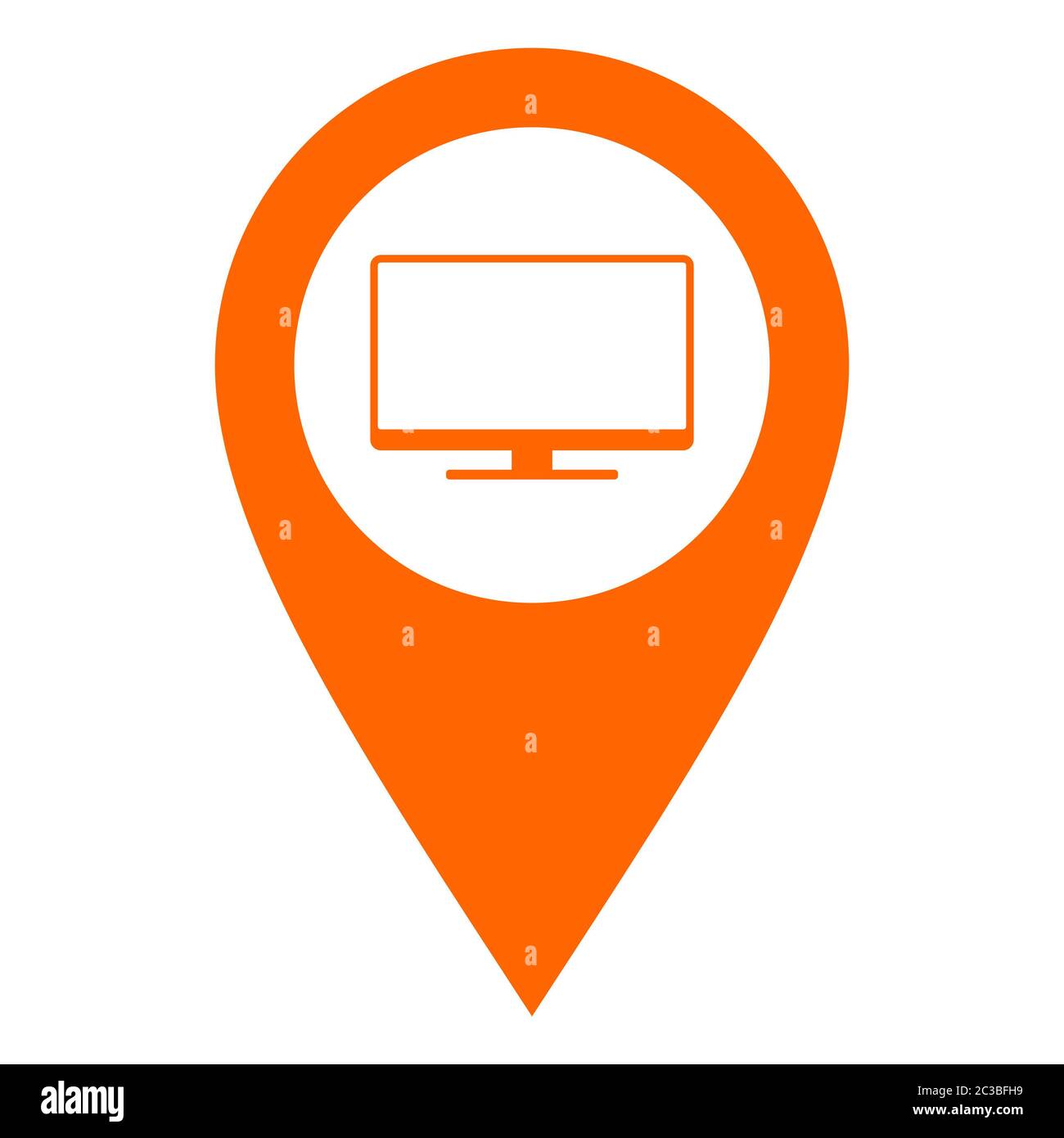 Screen and location pin Stock Photo - Alamy