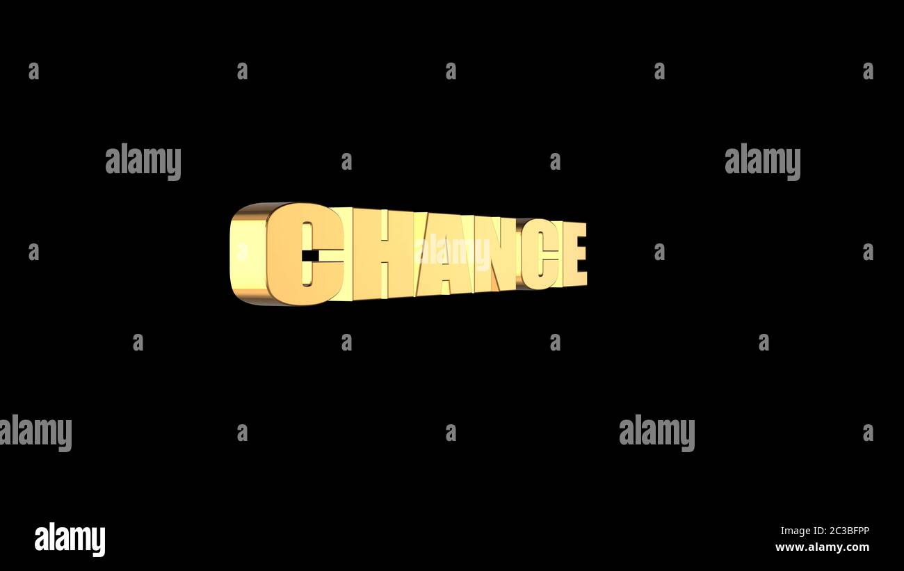 The 3d rendering of 3d CHANCE wording with black background Stock Photo ...