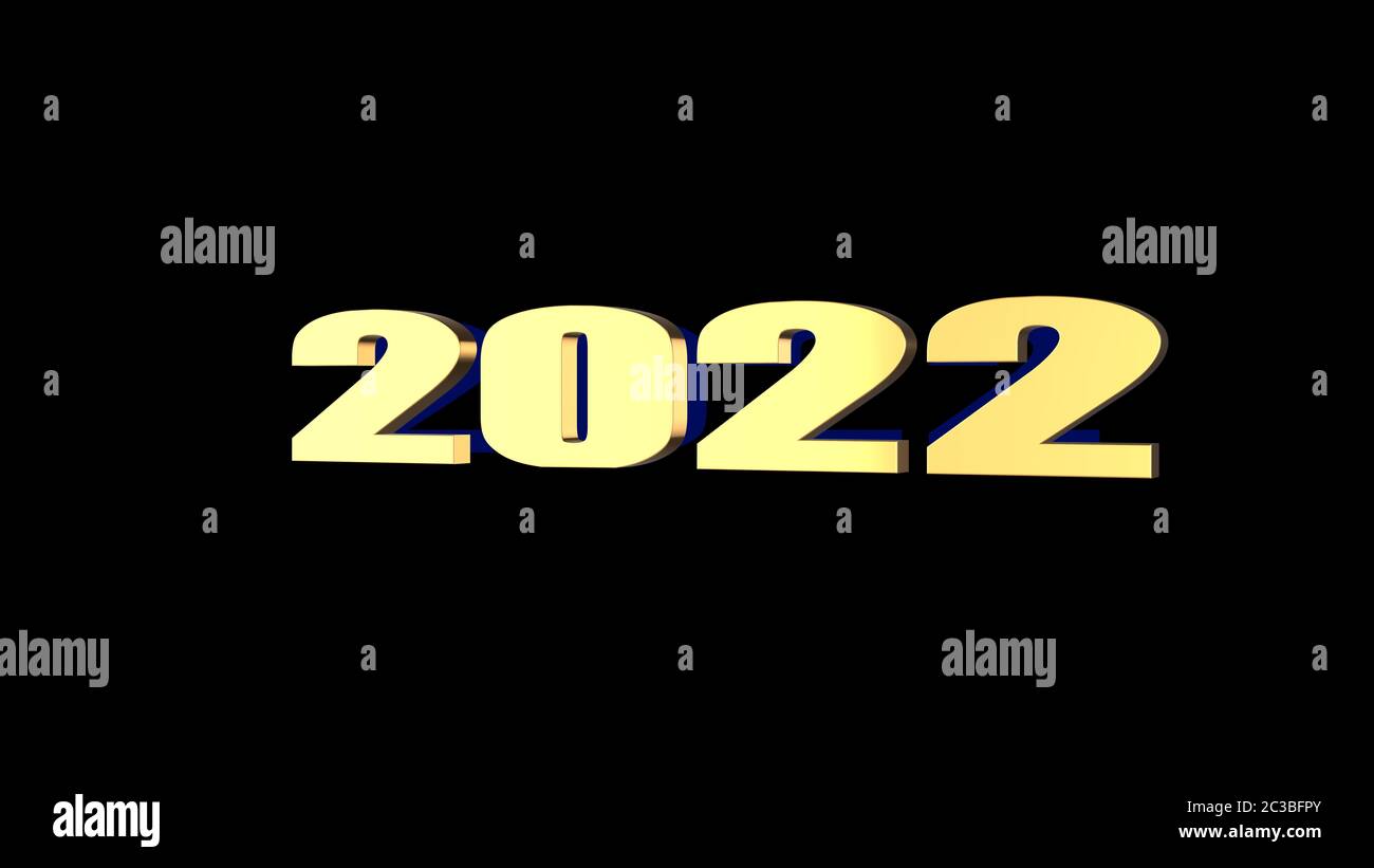 The 3d rendering of 3D 2022 wording with black background Stock Photo ...