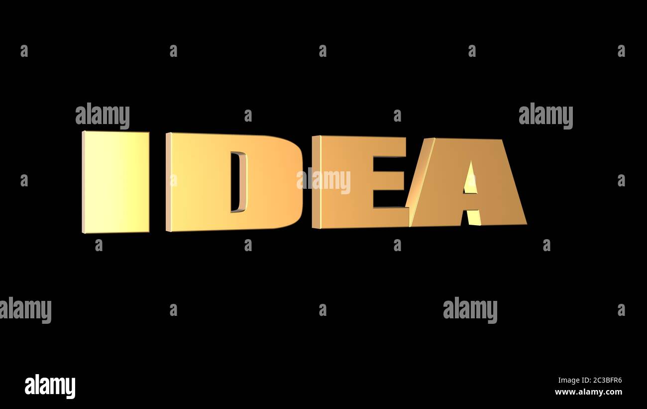 The 3d rendering of 3d IDEA wording with black background Stock Photo ...