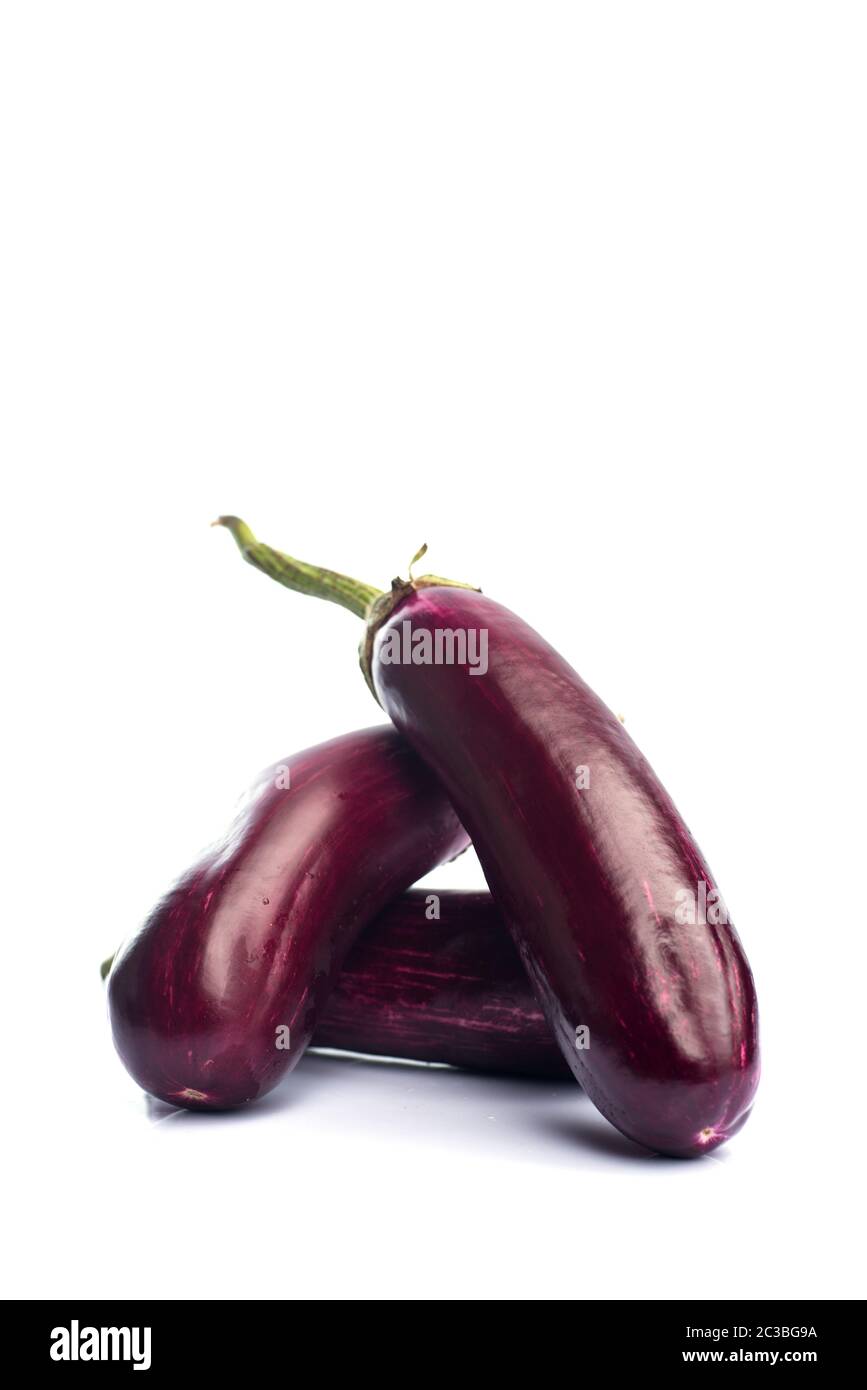 Eggplant or aubergine or brinjal vegetable isolated on a white ...