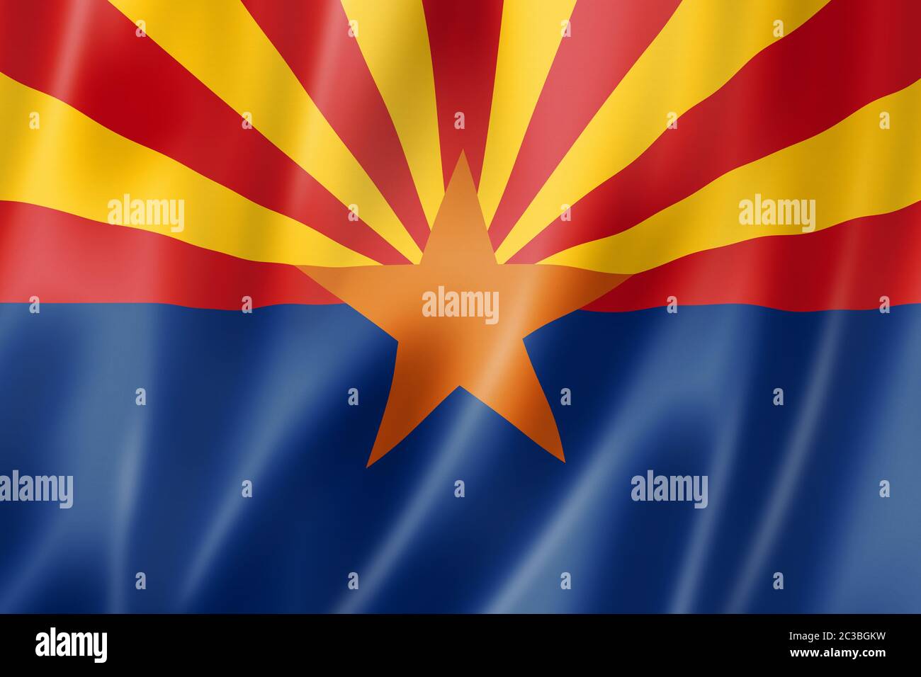 Arizona flag, united states waving banner collection. 3D illustration ...