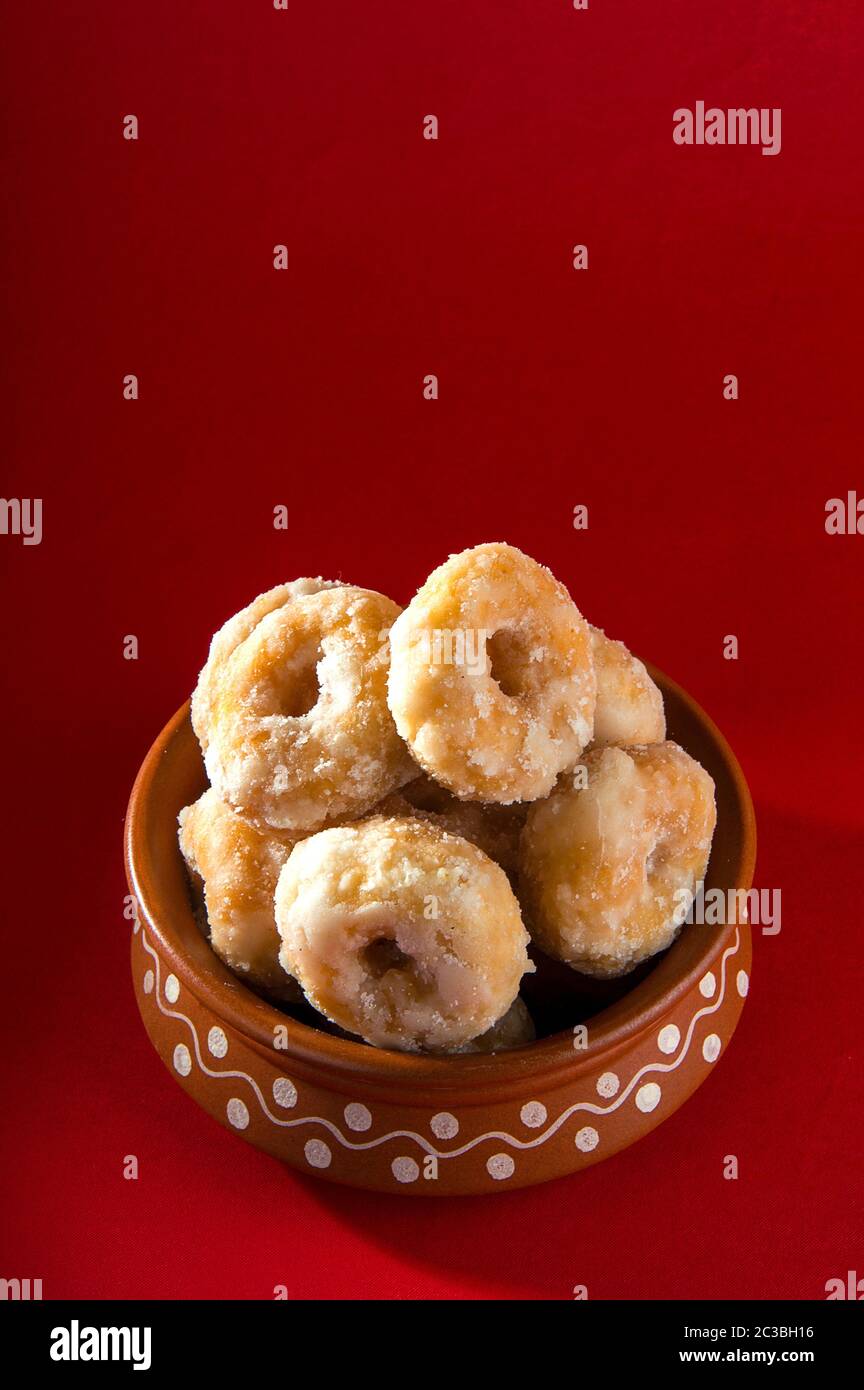 Indian Traditional Sweet Food Balushahi on a red background Stock Photo ...