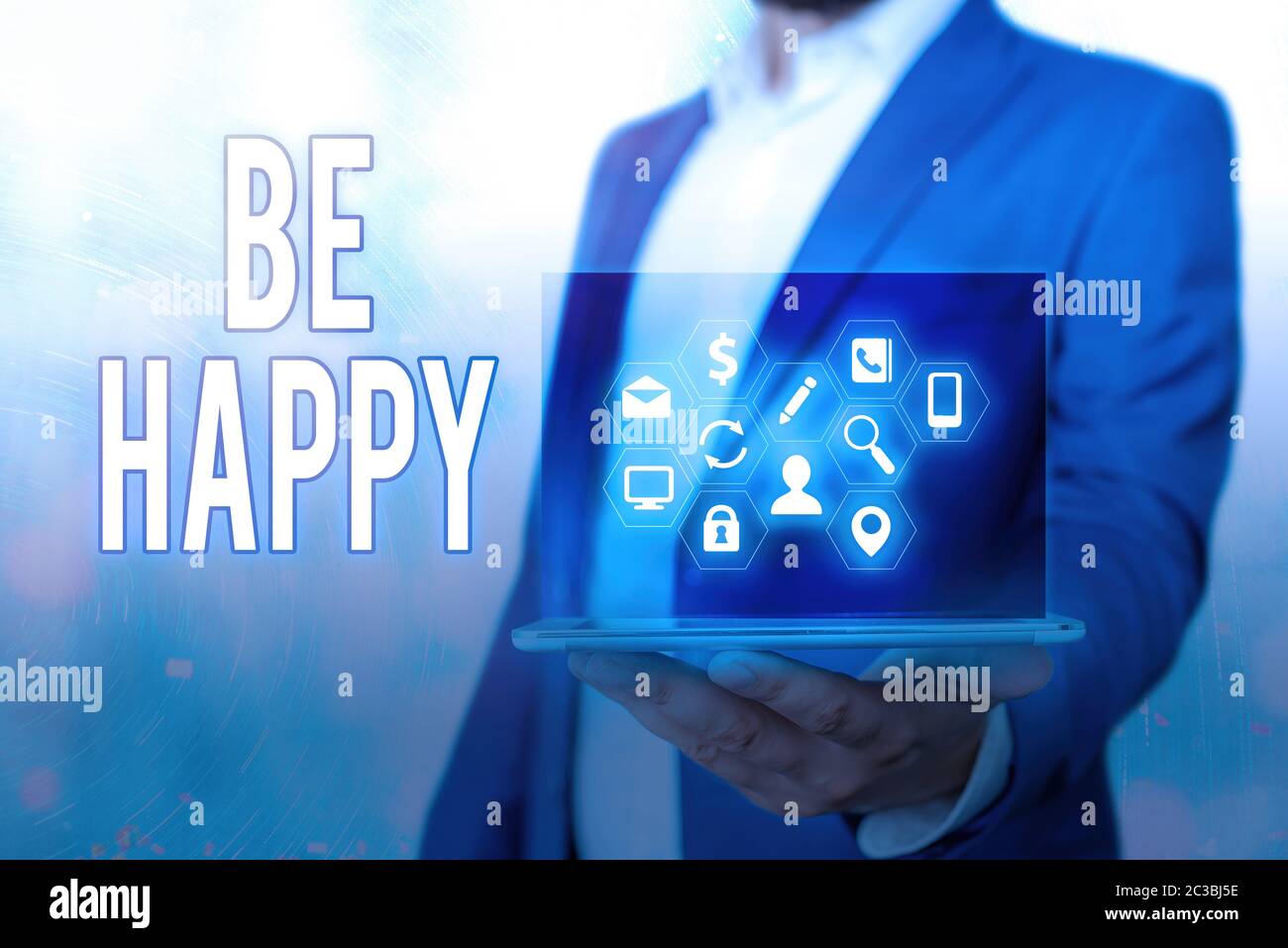 Handwriting text Be Happy. Conceptual photo to be display pleasure and ...