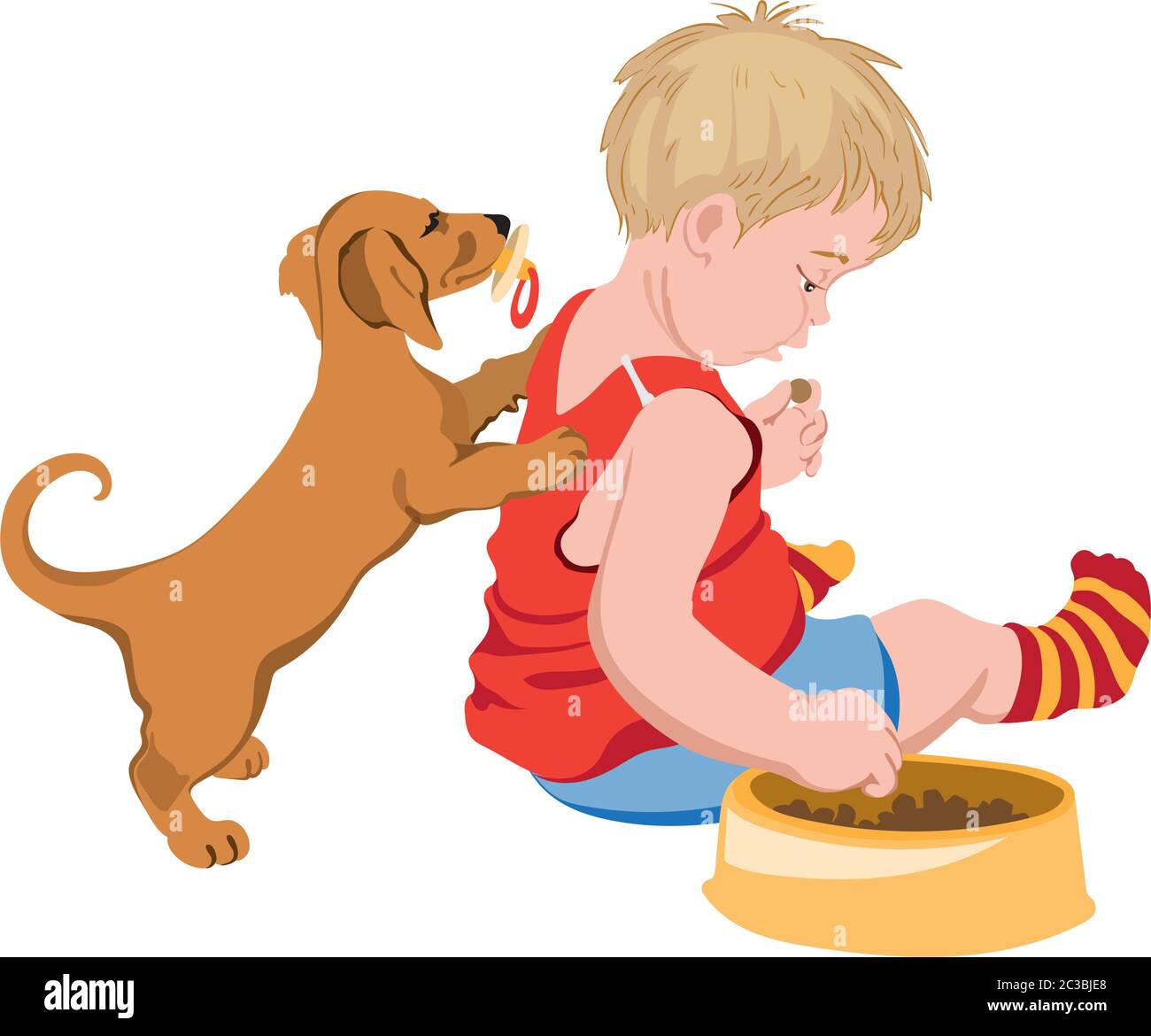 dog-with-pacifier-in-mouth-trying-to-play-with-a-kid-that-is-stealing