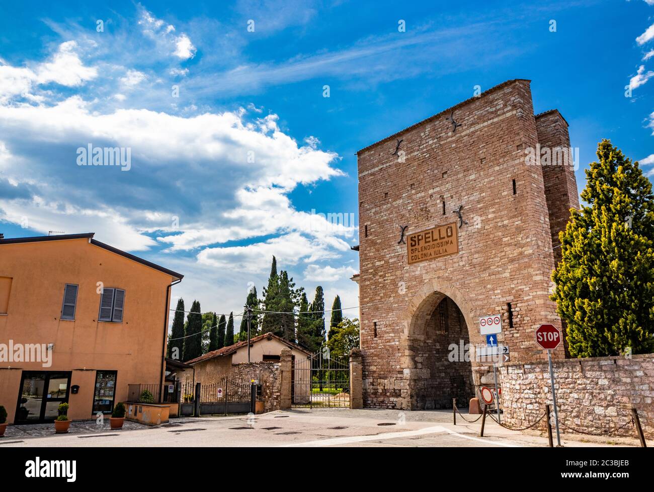 Access door to the city, with stone and brick walls, pointed arch ...