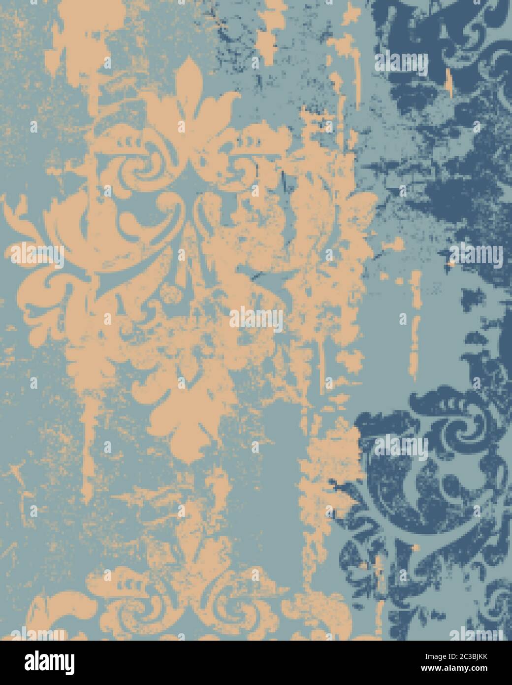 Royal decor in grunge design. Luxury baroque texture. Yellow and blue ...