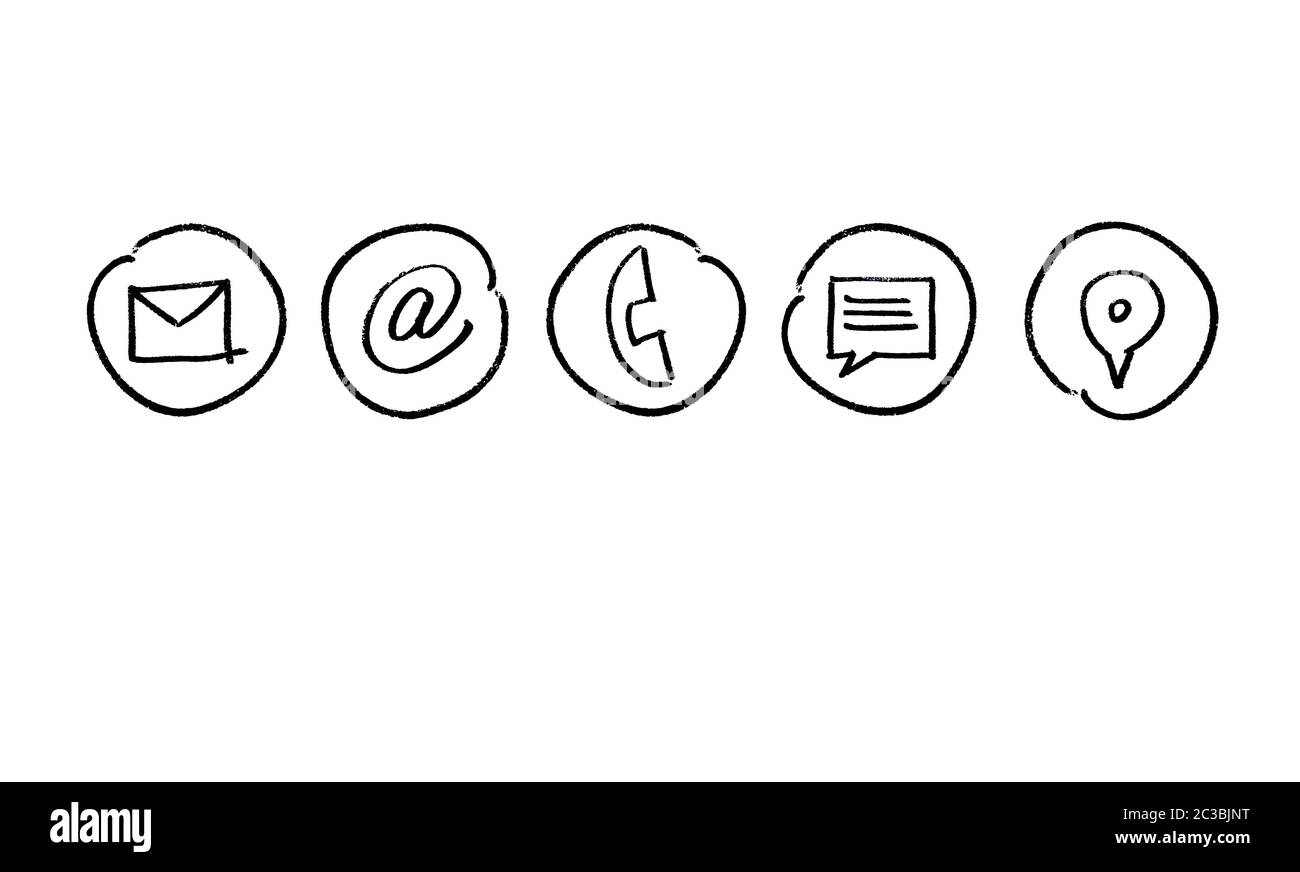 Contact options isolated on white background Stock Photo - Alamy