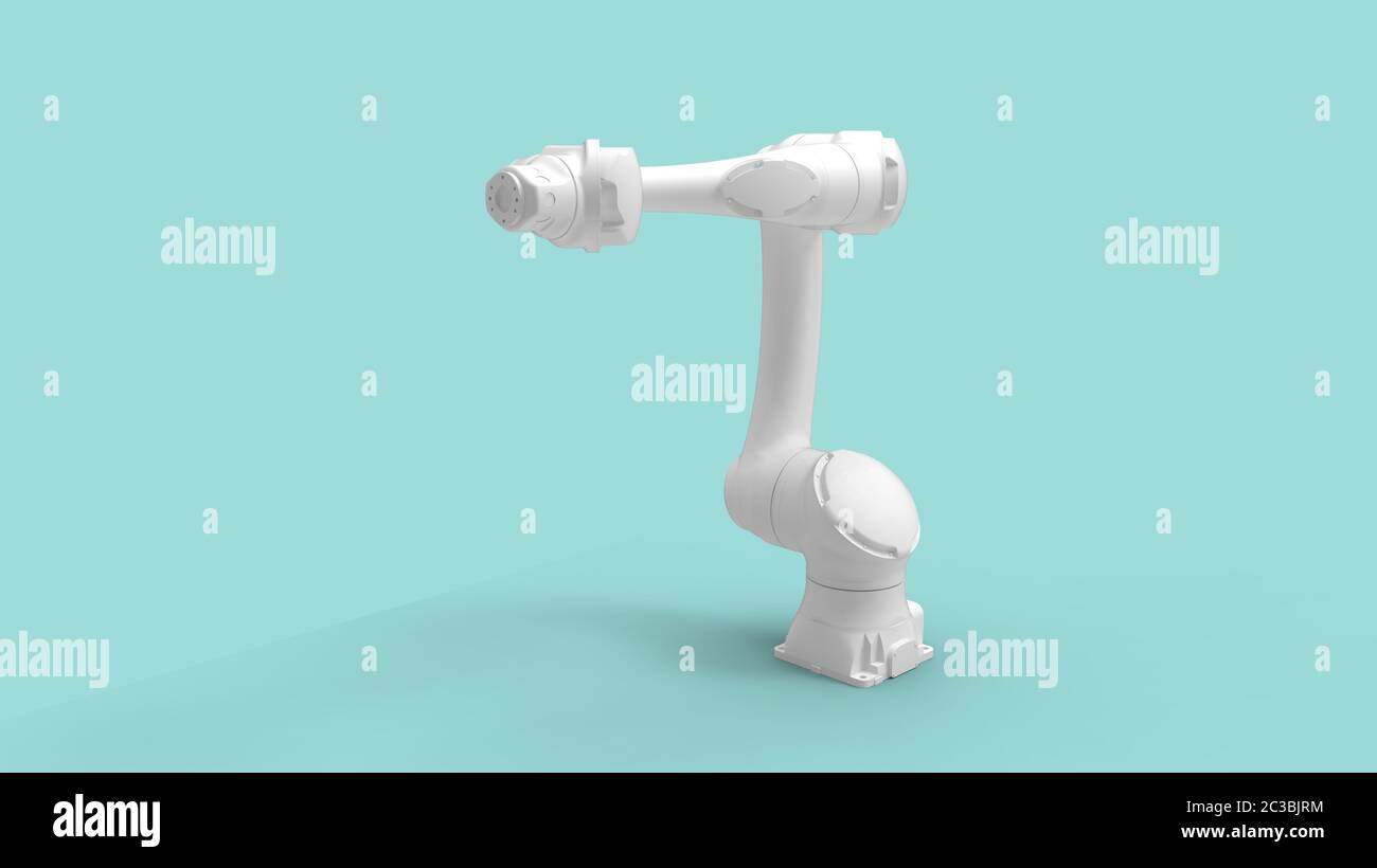 3D rendering of a robot arm production bot worker automated isolated ...