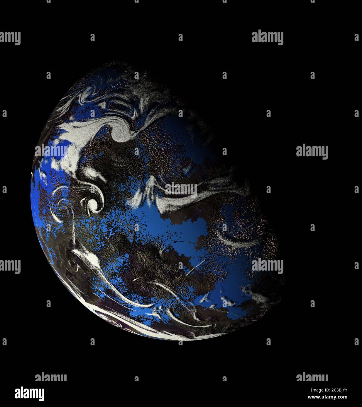 illustration of a strange moon in black sky Stock Photo - Alamy