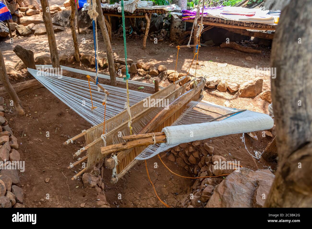 Hand loom in Konso village, karat Ethiopia. Craftsmanship background ...