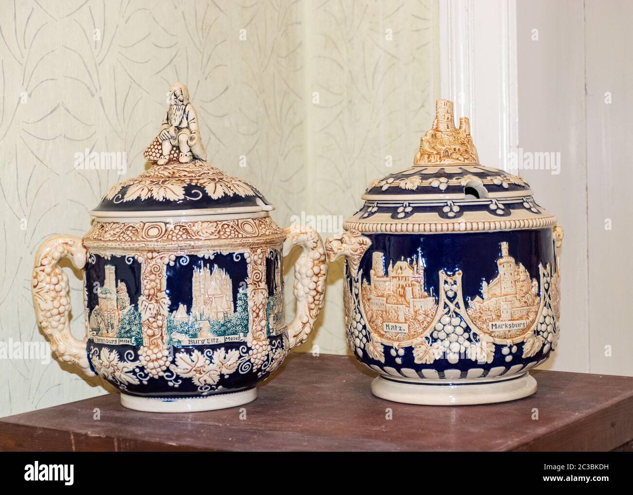 photo with two antique vases in an old castle Stock Photo - Alamy