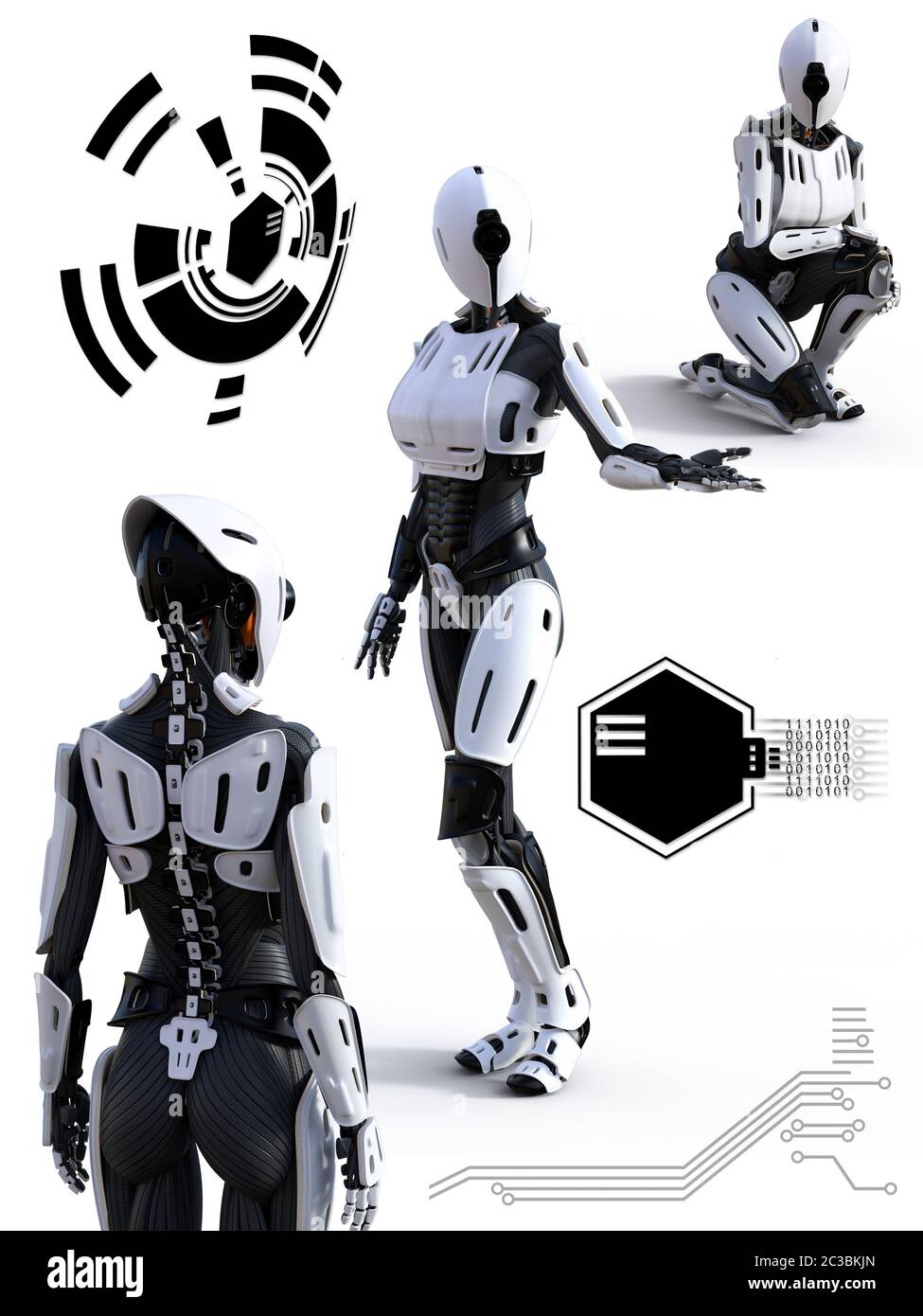 3D rendering of a female android robot technology artificial ...