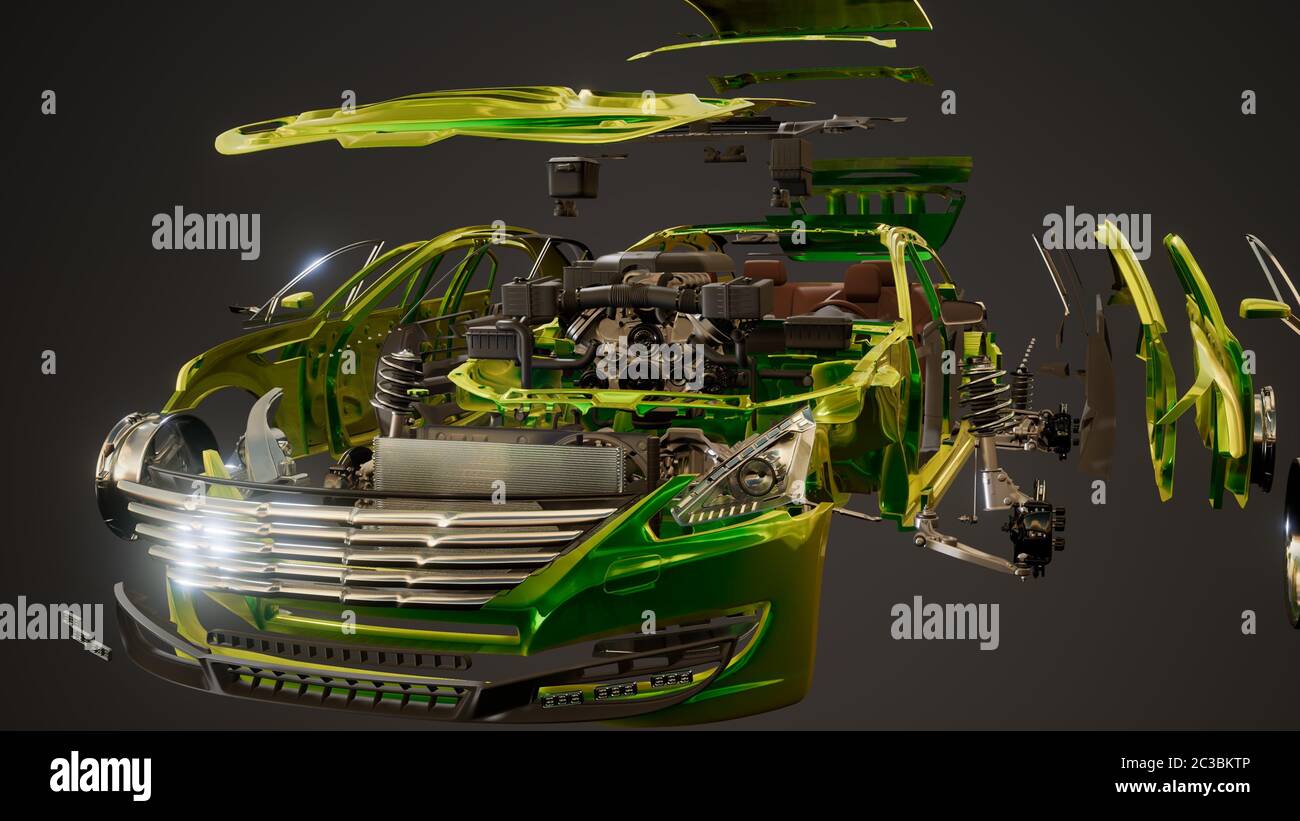 Disassembled Car with Visible Parts Stock Photo - Alamy