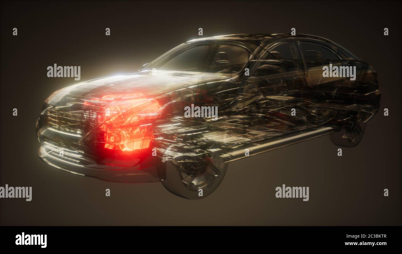 Car Engine Visible in Car Stock Photo - Alamy