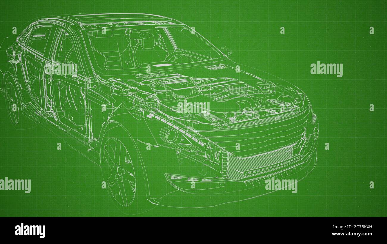 engine and other parts visible in car Stock Photo - Alamy