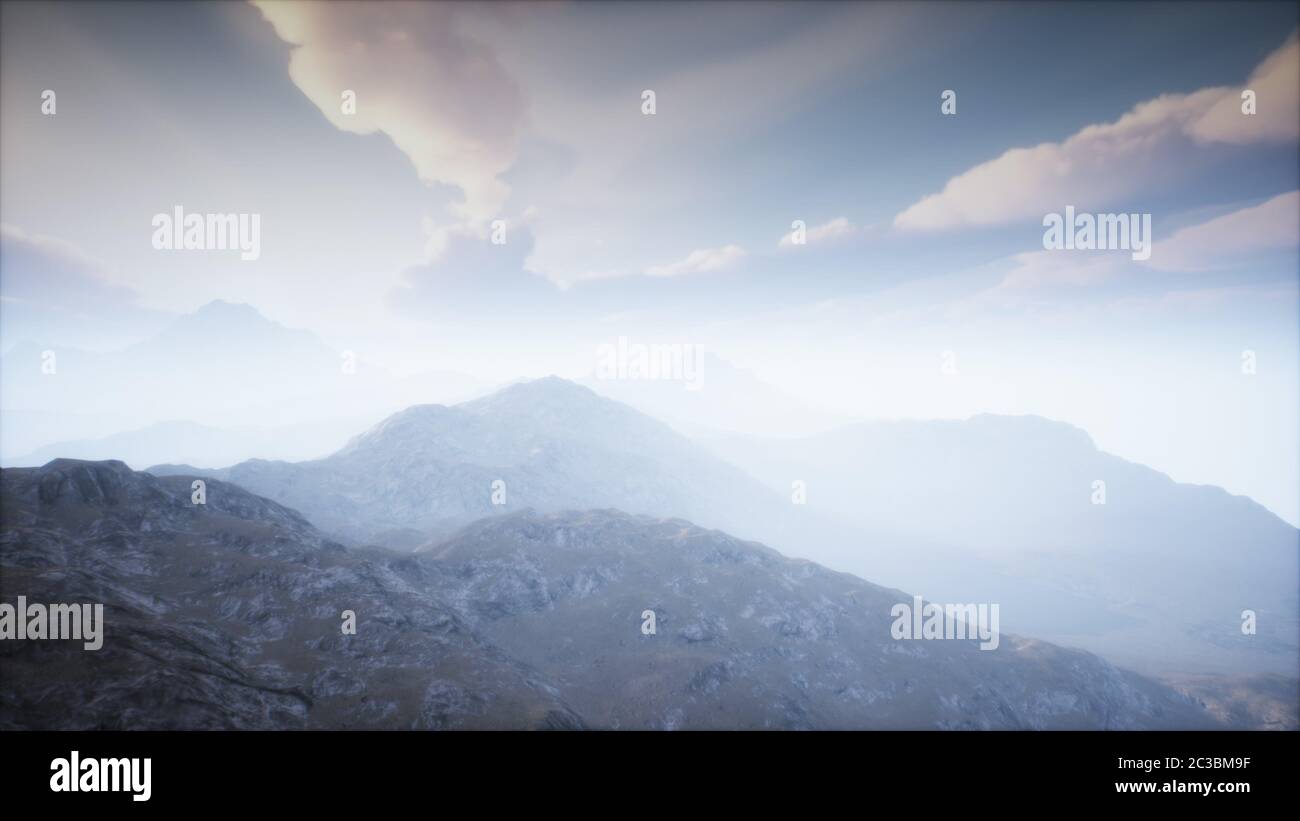 Volcano Crater Landscape with Fog Stock Photo - Alamy