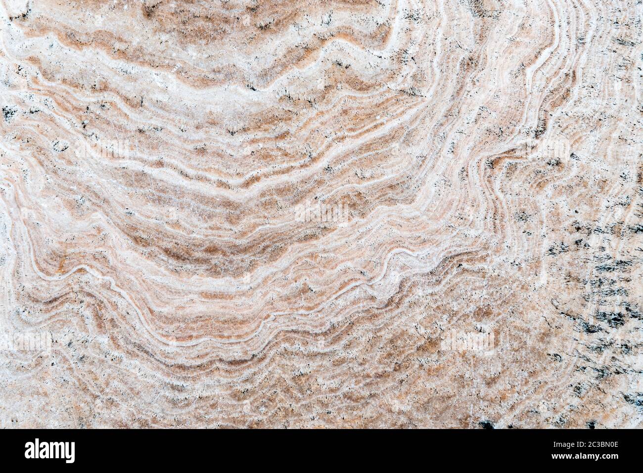 Smooth surface texture of stone, White beige or ecru color striped wave ...