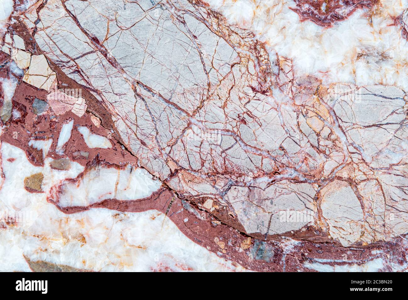 Smooth surface texture of stone, White and red line color striped wave ...