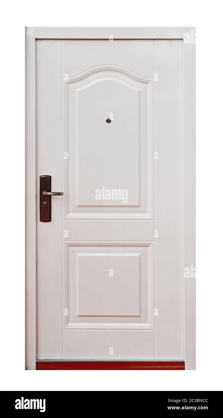 Classic style simple white door isolated Stock Photo - Alamy