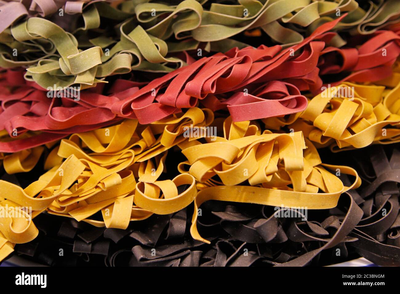 Colourful Italian pasta tagliatelle made from traditional recipe Stock ...