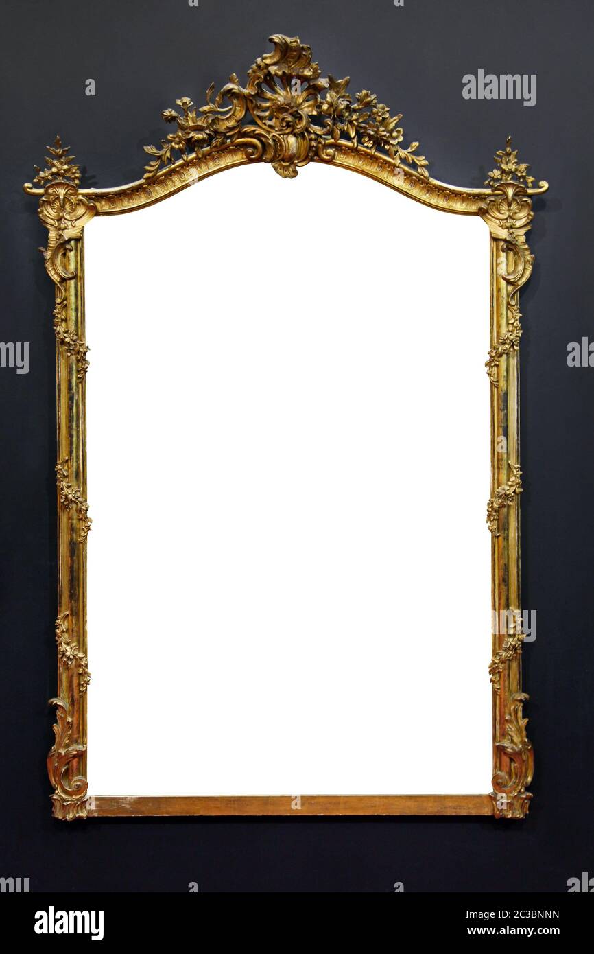 Medieval wooden frame for big mirror Stock Photo - Alamy