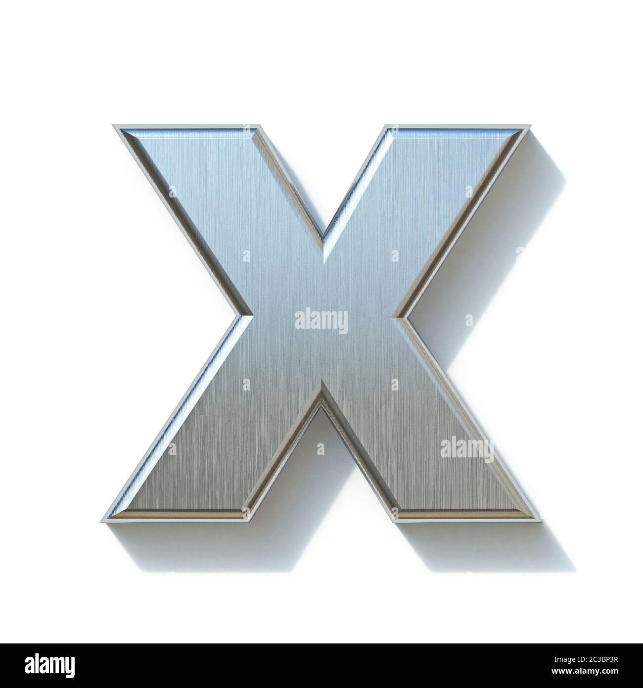 Brushed metal font Letter X 3D render illustration isolated on white ...