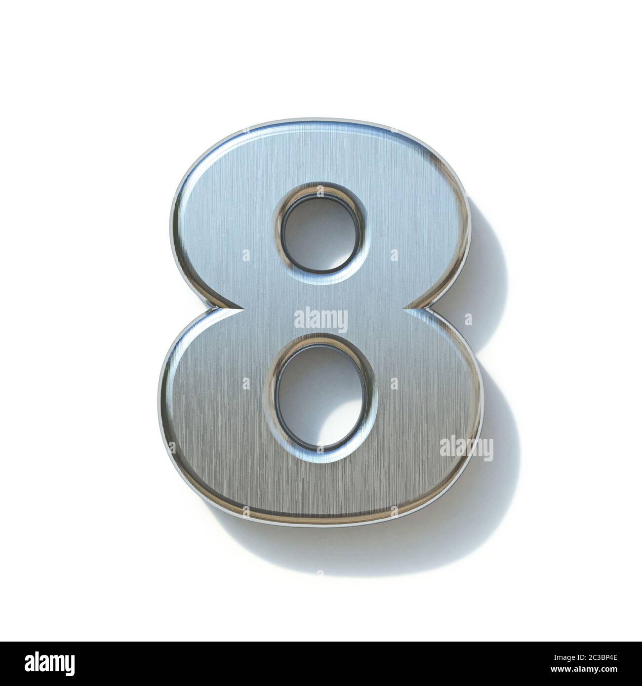 Brushed metal font Number 8 EIGHT 3D render illustration isolated on ...