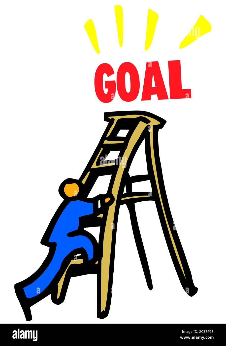 climbing the ladder towards the goal illustration Stock Photo - Alamy