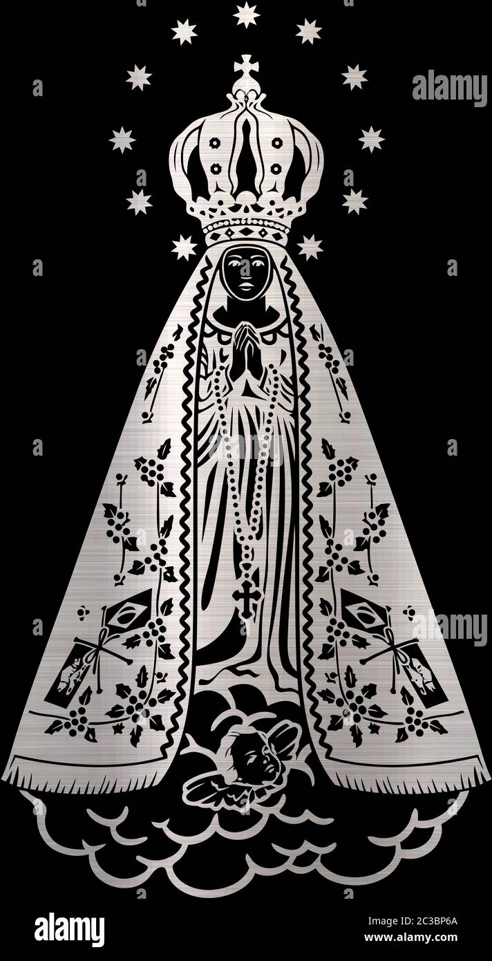 holy lady saint aparecida catholic brazilian sacred belief metallic ...