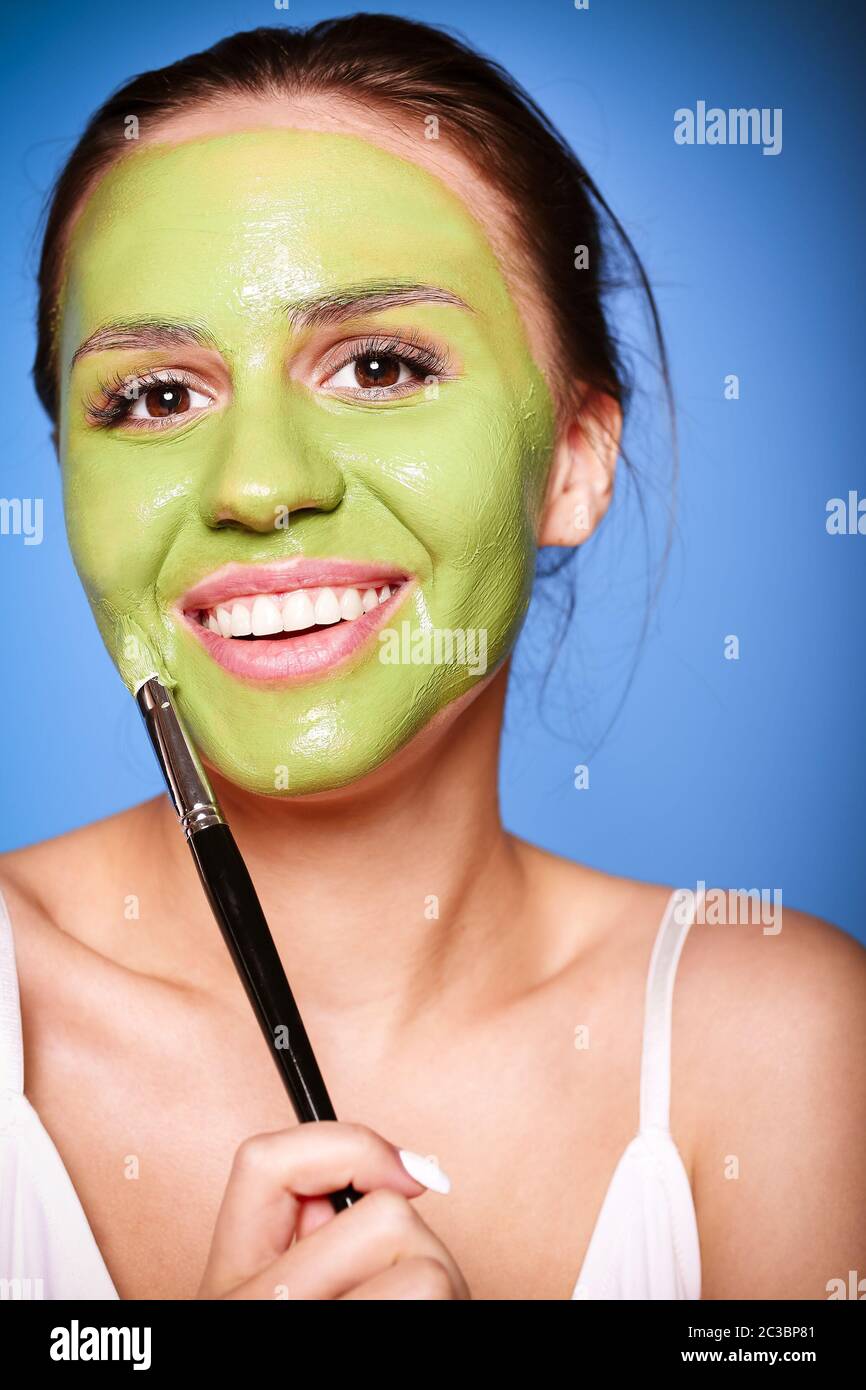 Bright green facial skin hi-res stock photography and images - Alamy
