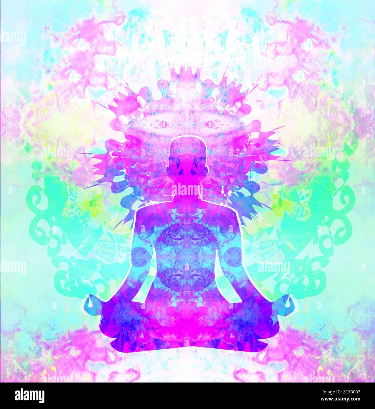Illustration of a human body in lotus pose - meditating person Stock ...