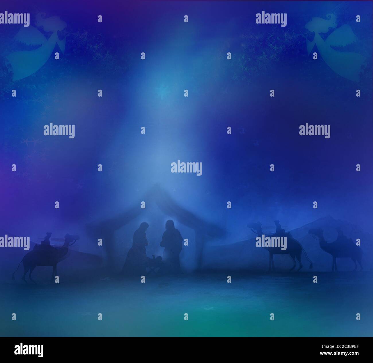 Christmas religious nativity scene with angels Stock Photo - Alamy