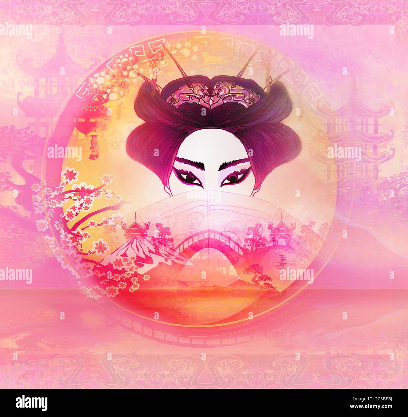 Abstract Beautiful geisha Portrait Stock Photo - Alamy