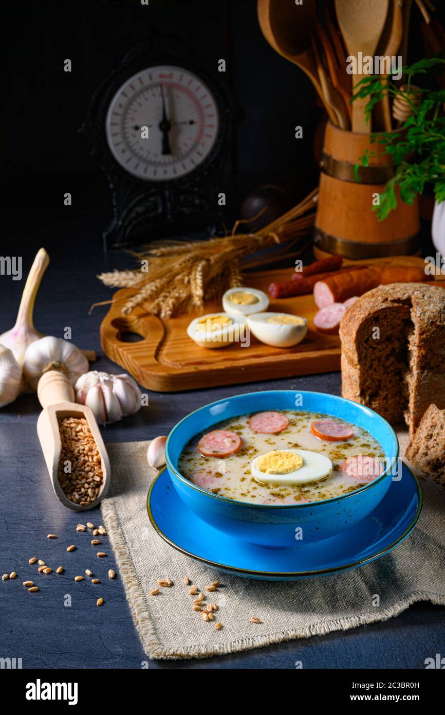 Easter in Polish: sour flour soup for Easter breakfast (Żurek Stock Photo - Alamy