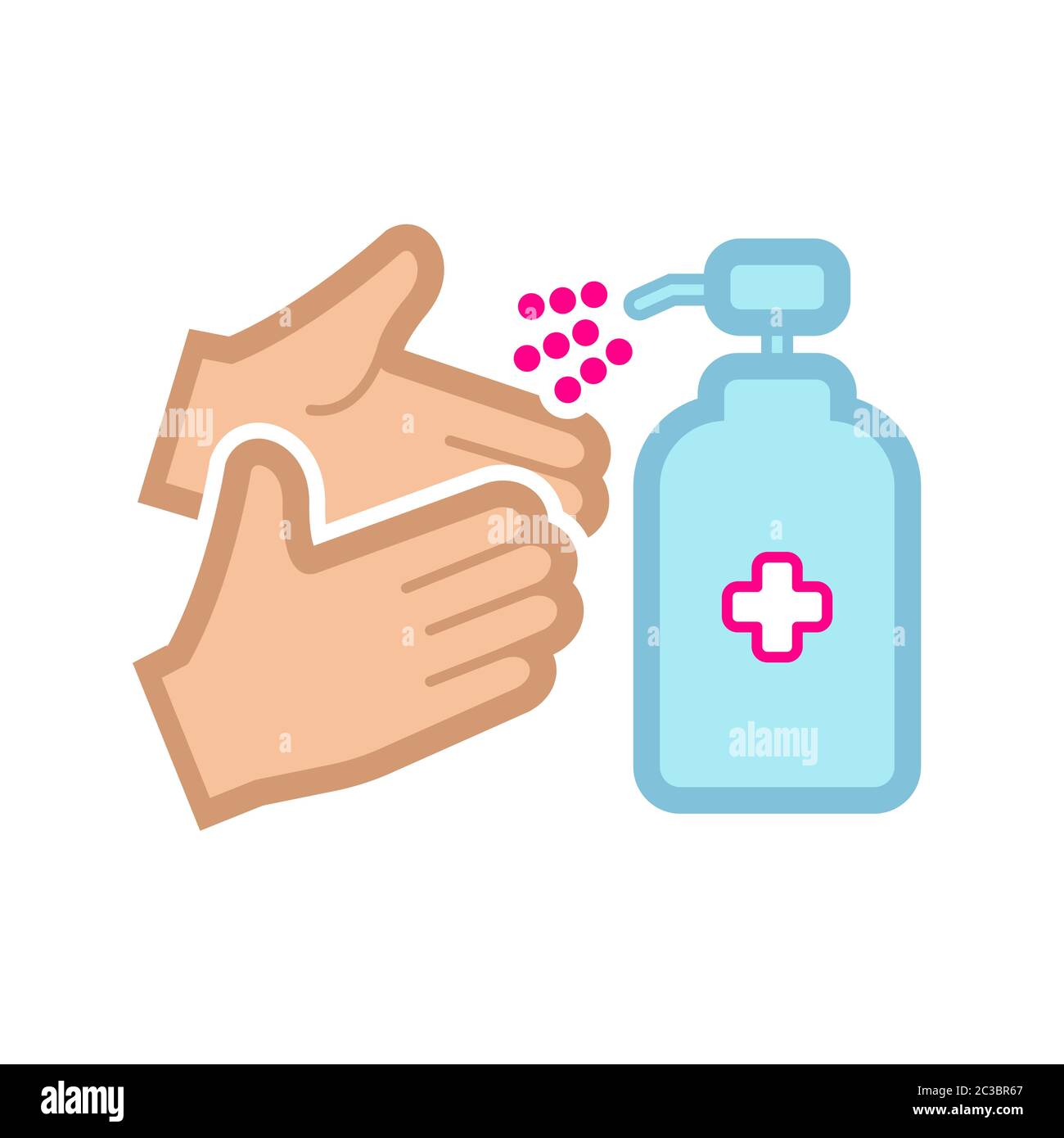 Hands disinfection icon in color isolated on white. Vector illustration ...
