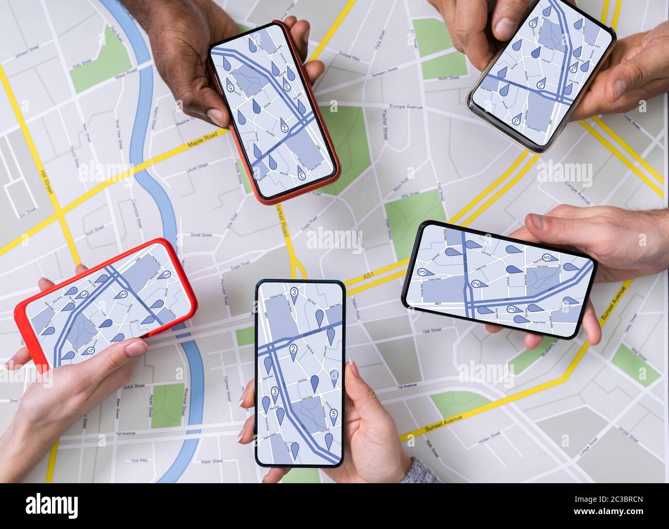 Overhead view of road map hi-res stock photography and images - Alamy