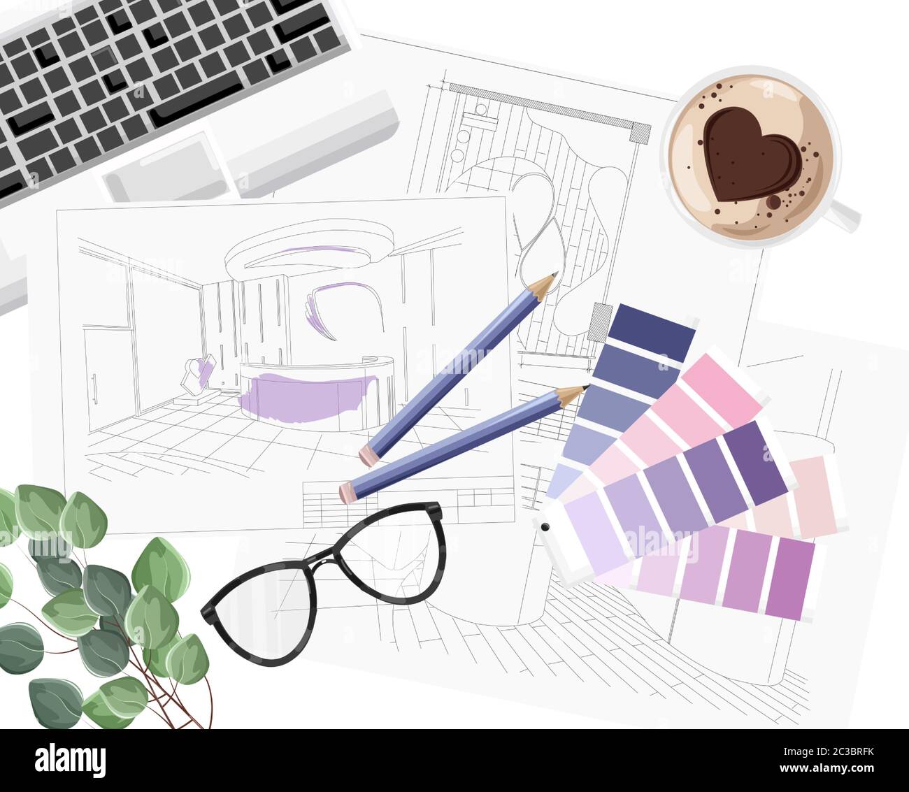 Interior designer desk pantone Cut Out Stock Images & Pictures - Alamy