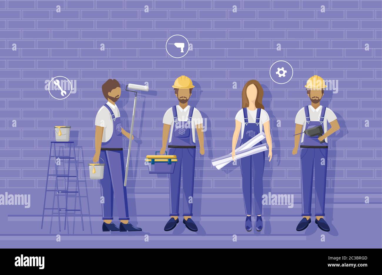 Group of architects and constructors working. Team visualising a ...