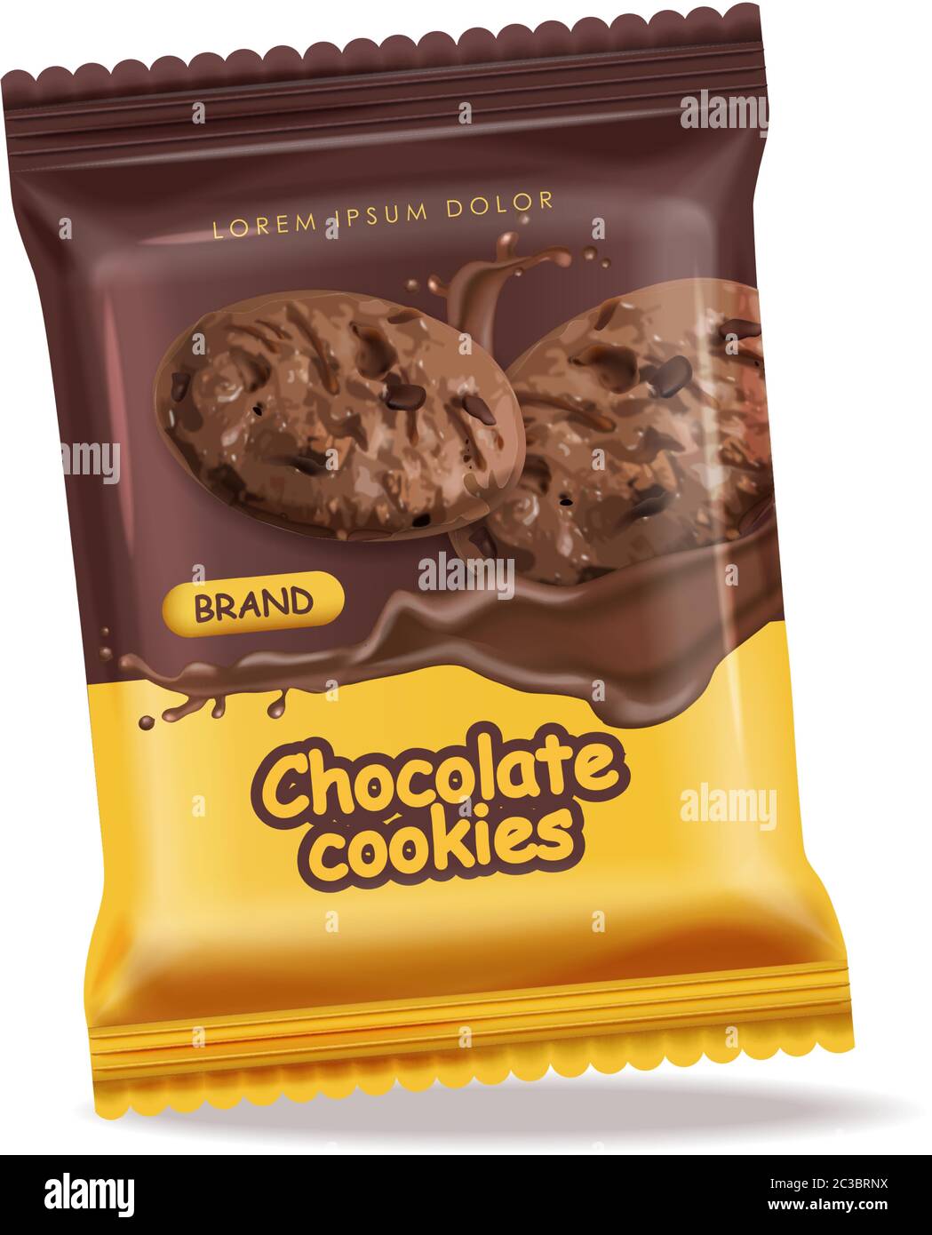 Chocolate cookies isolated vector realistic mock up. Declious dessert ...