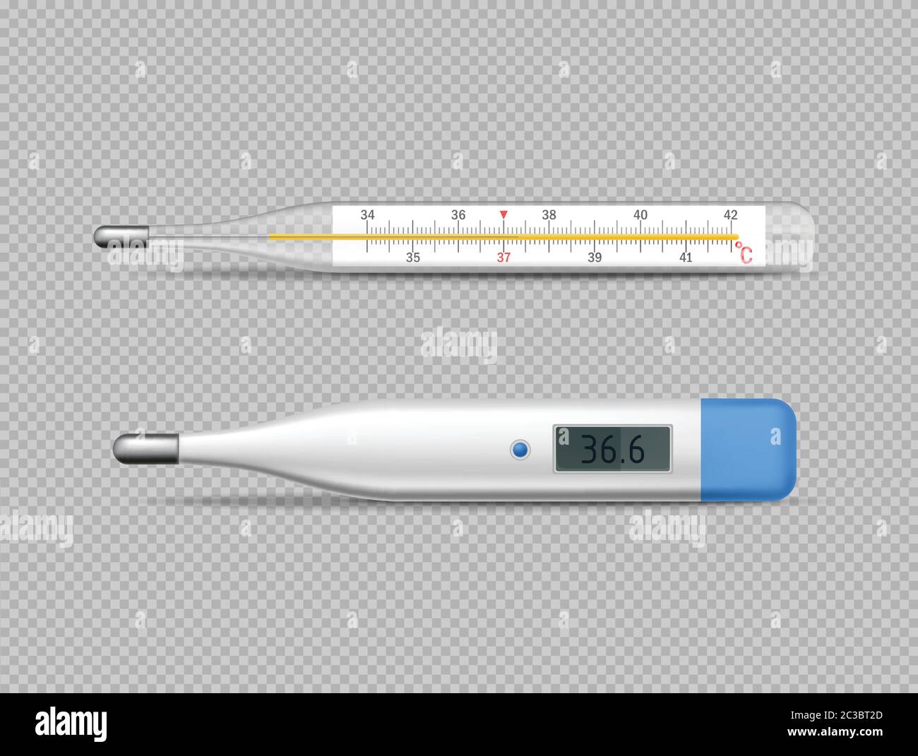 Thermometer classic package and digital Vector realistic 3d ...