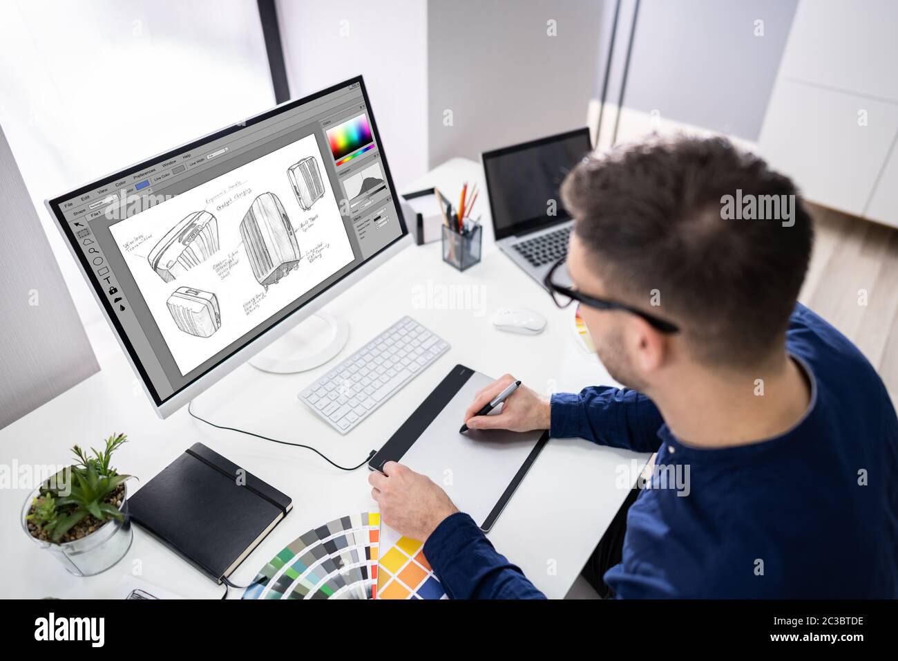 Close-up Of A Designer's Hand Editing Photo On Computer In Office Stock ...